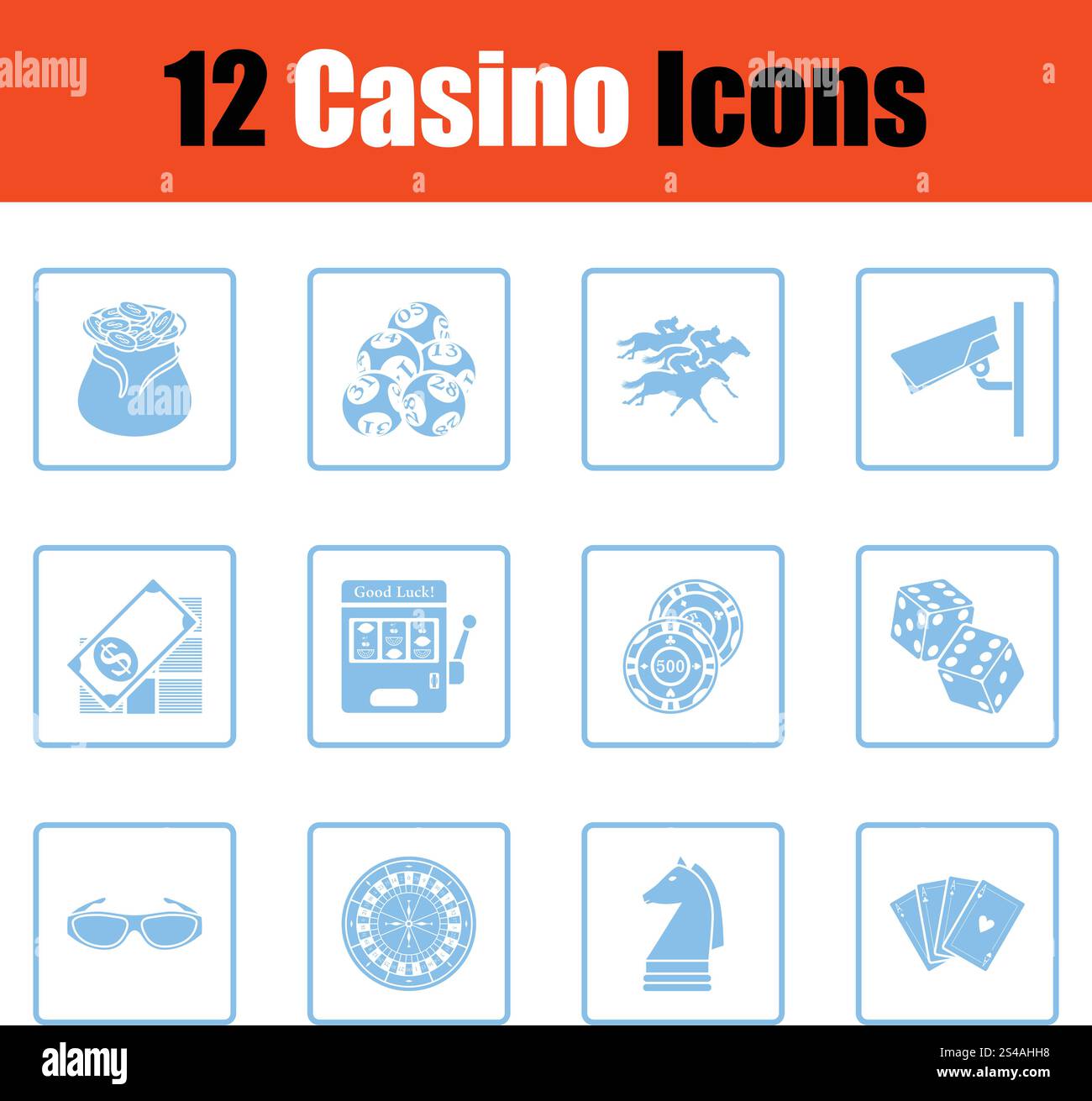 Casino icon set. Casino icon set. Blue frame design. Vector ...