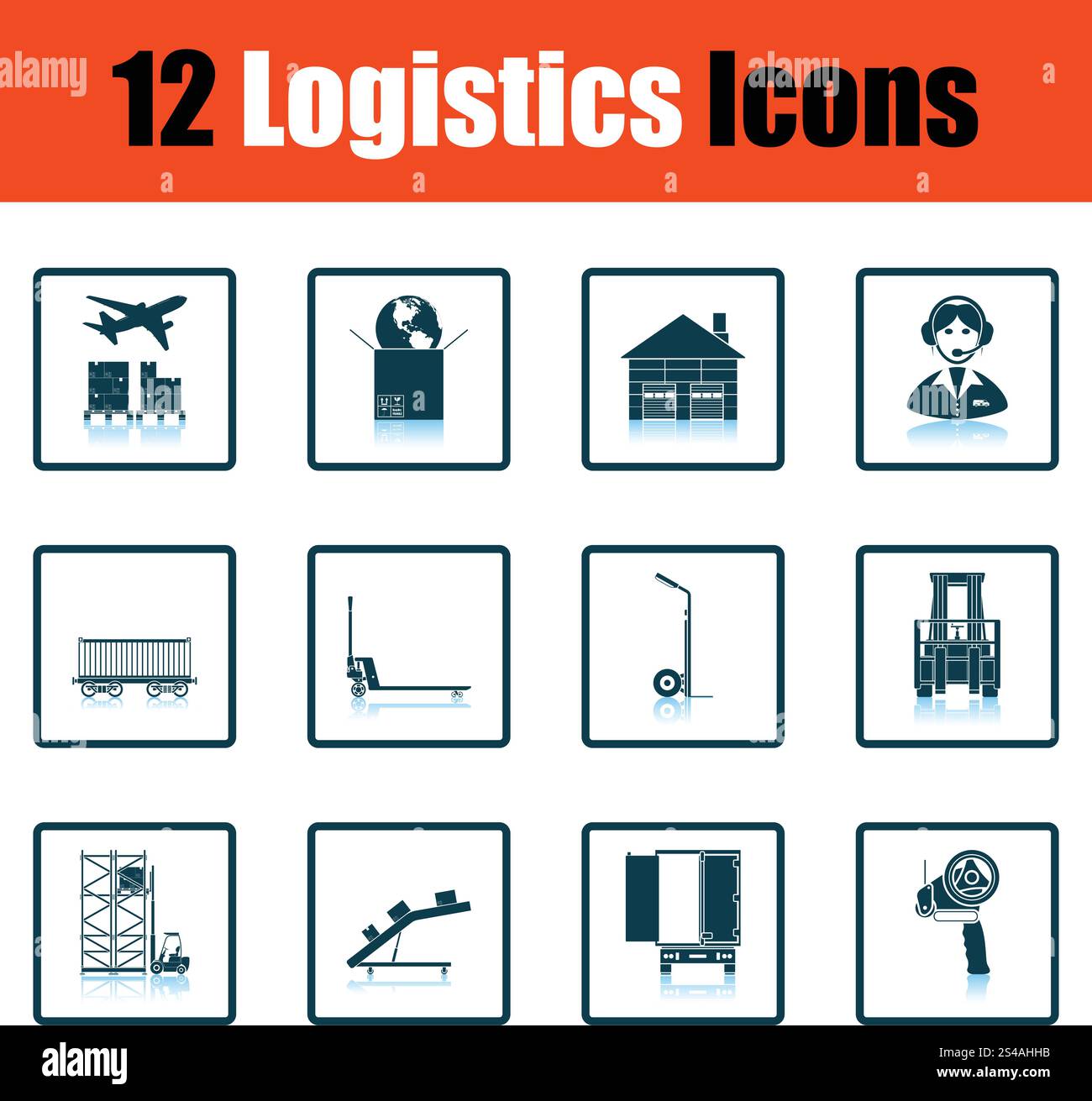 Logistics icon set. Shadow reflection design. Vector illustration Stock ...