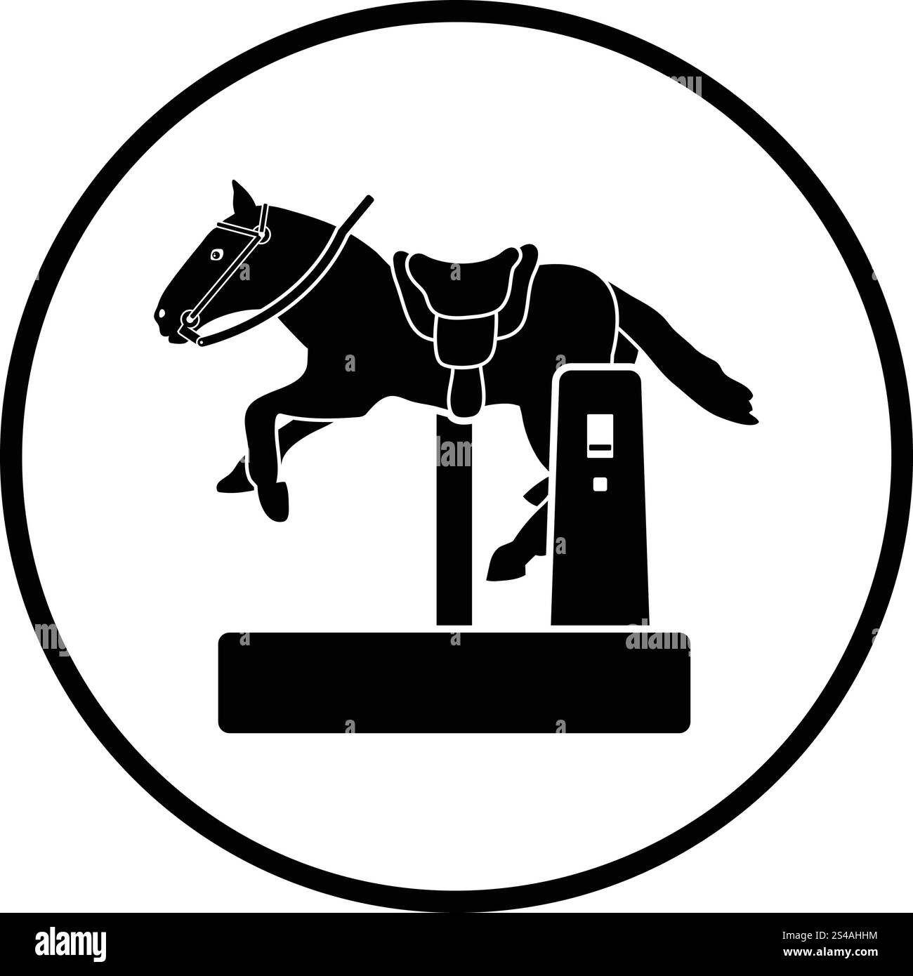 Horse machine icon. Thin circle design. Vector illustration Stock ...