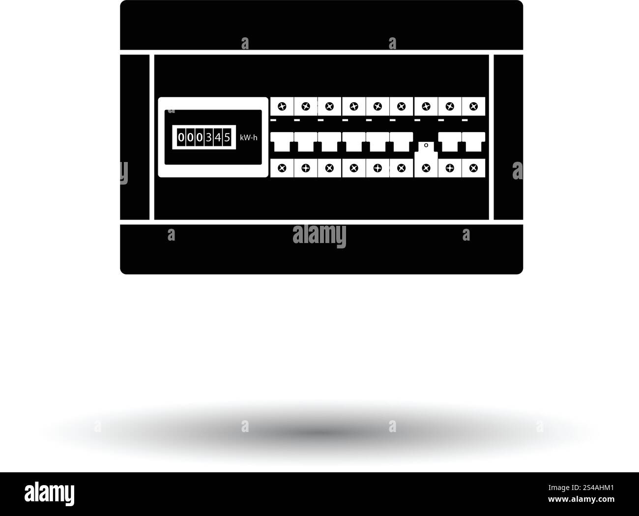 Circuit breakers box icon. White background with shadow design. Vector ...