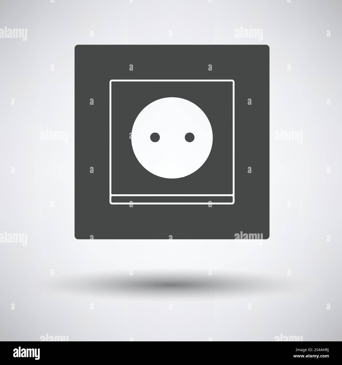 Europe electrical socket icon on gray background, round shadow. Vector ...