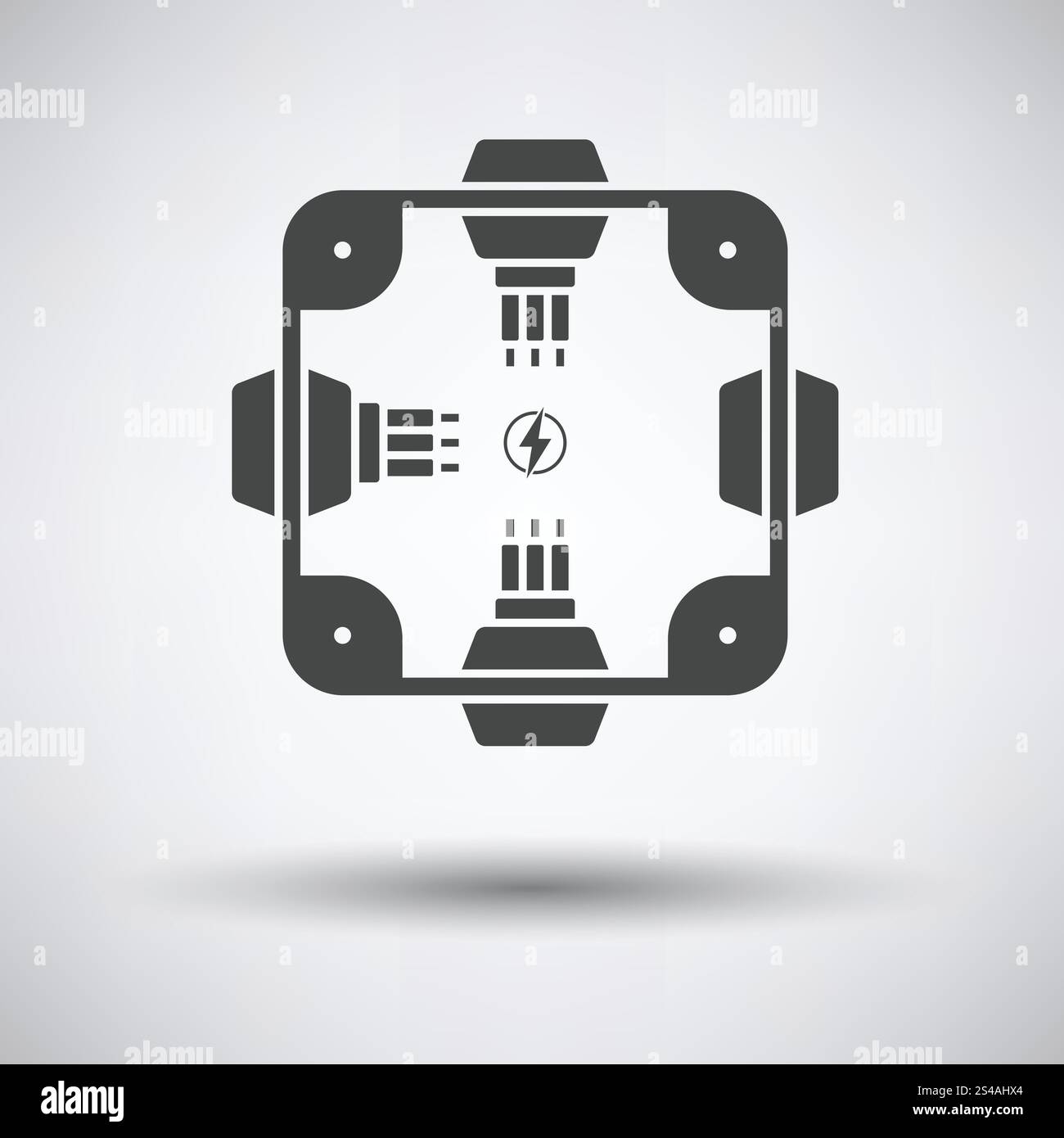 Electrical junction box icon on gray background, round shadow. Vector illustration Stock Vector ...