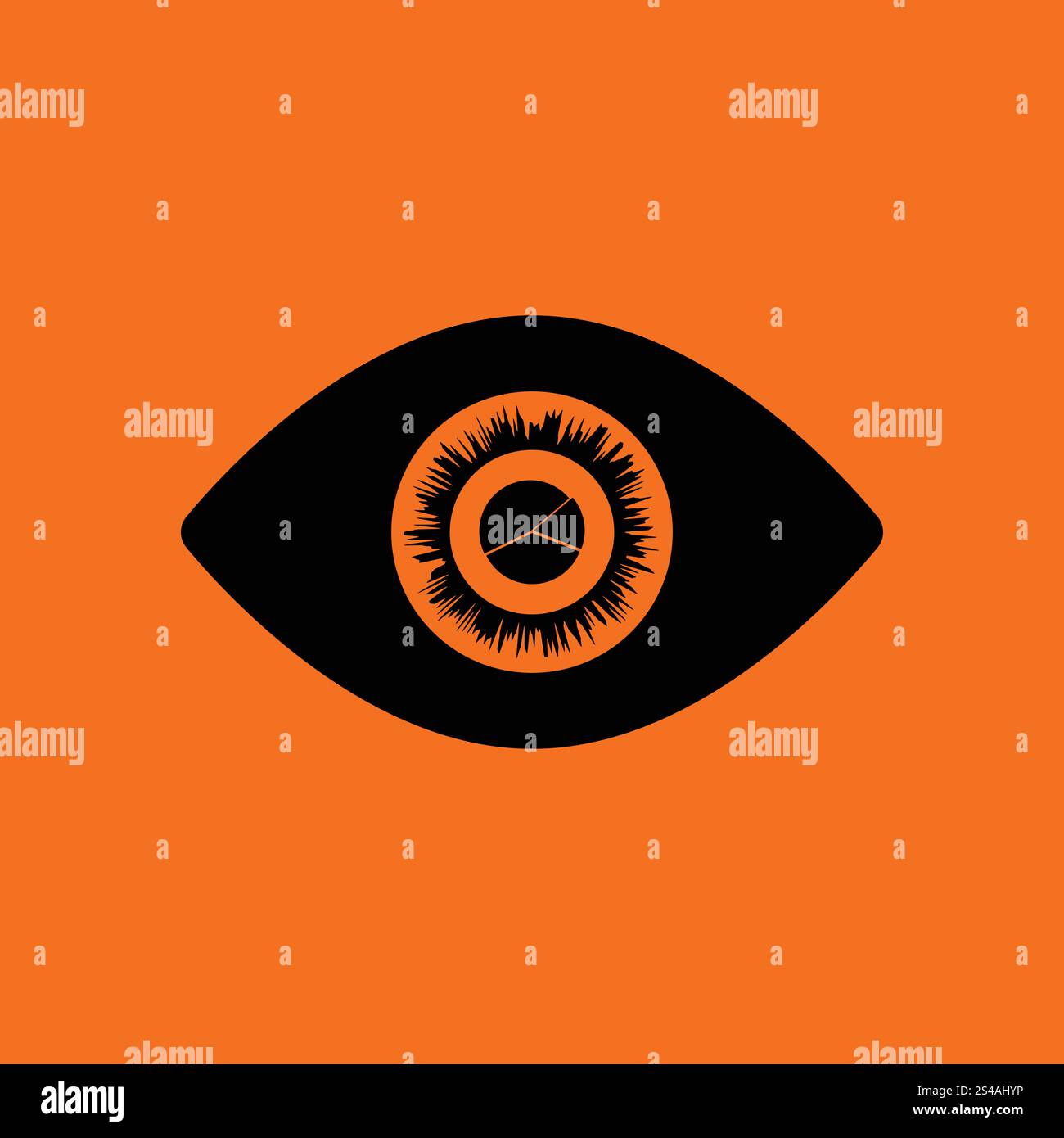 Eye with market chart inside pupil icon. Orange background with black ...