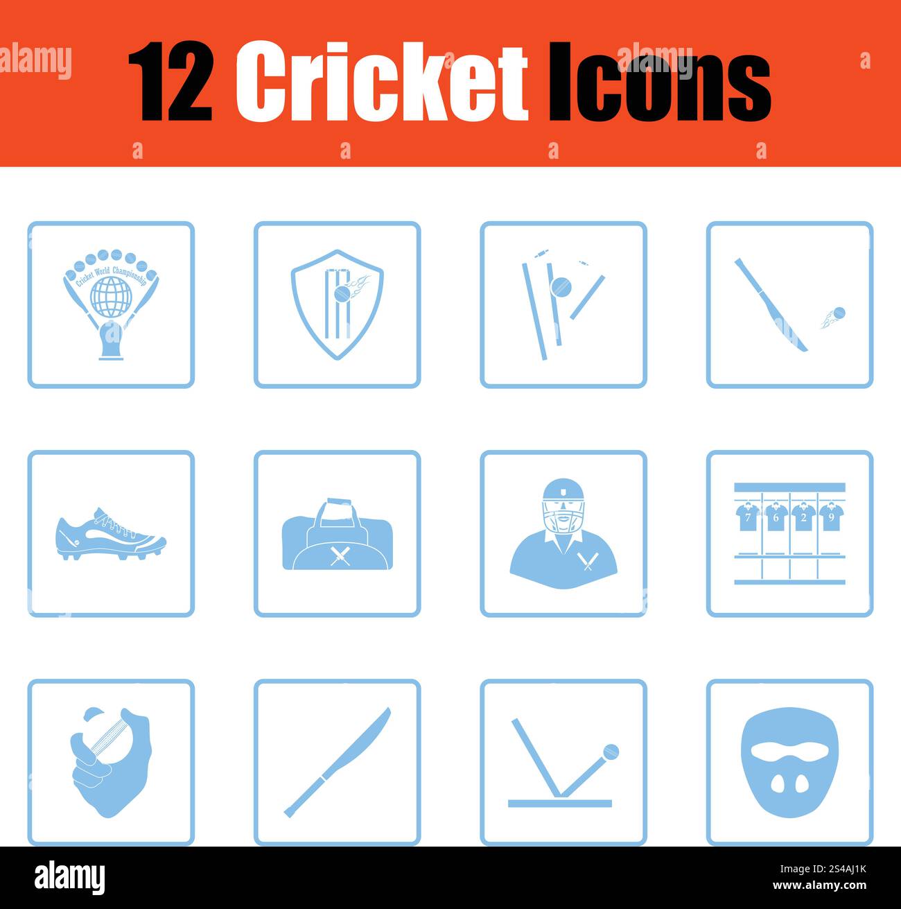 Cricket icon set. Blue frame design. Vector illustration Stock Vector ...
