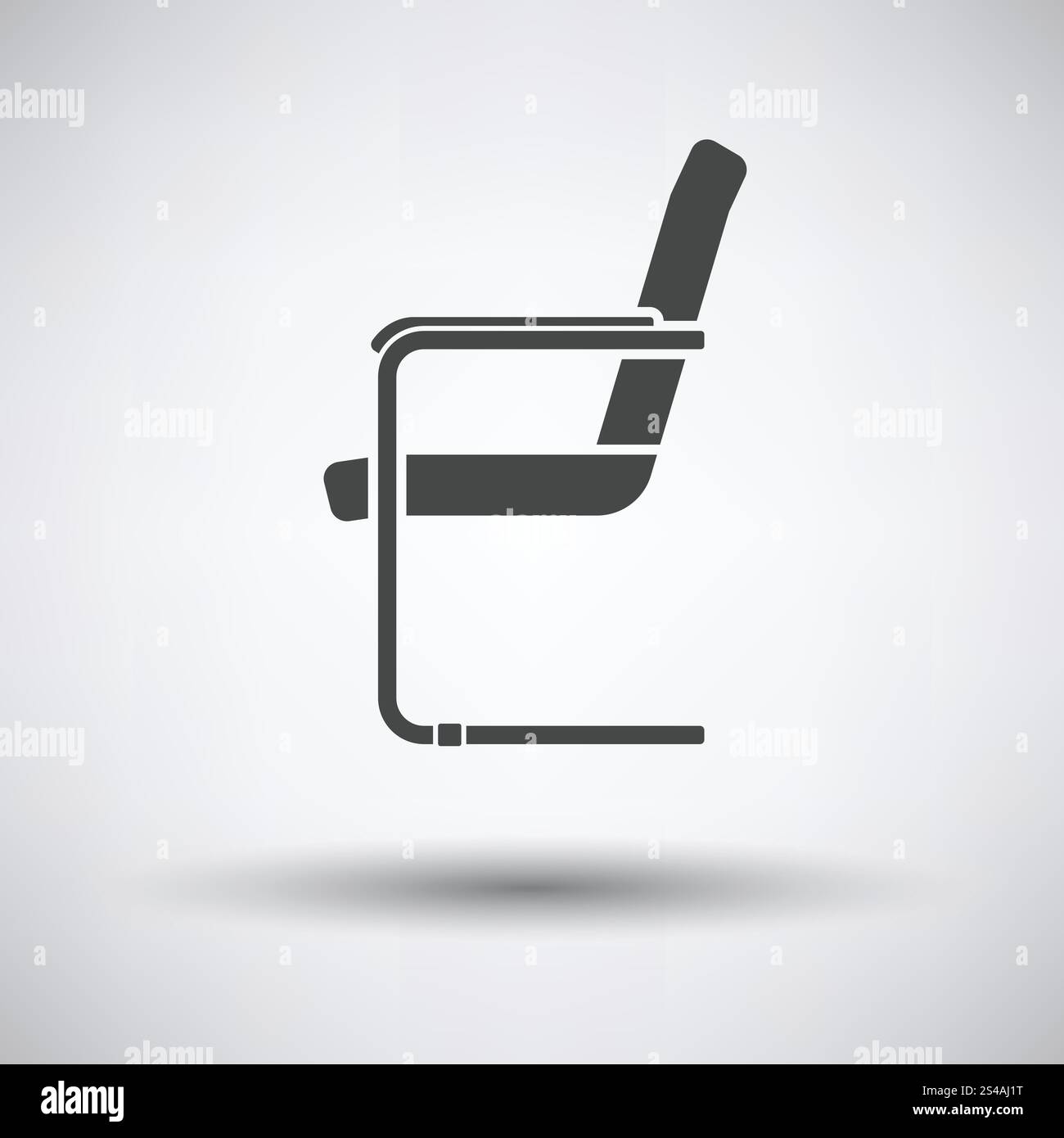 Guest office chair icon on gray background, round shadow. Vector ...