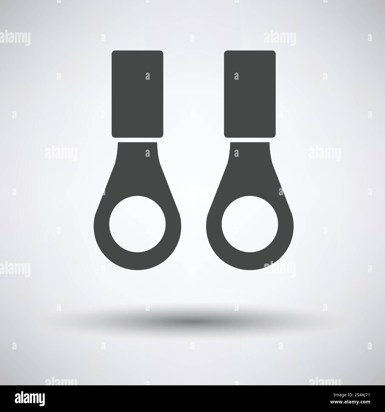 Connection terminal ring icon on gray background, round shadow. Vector ...