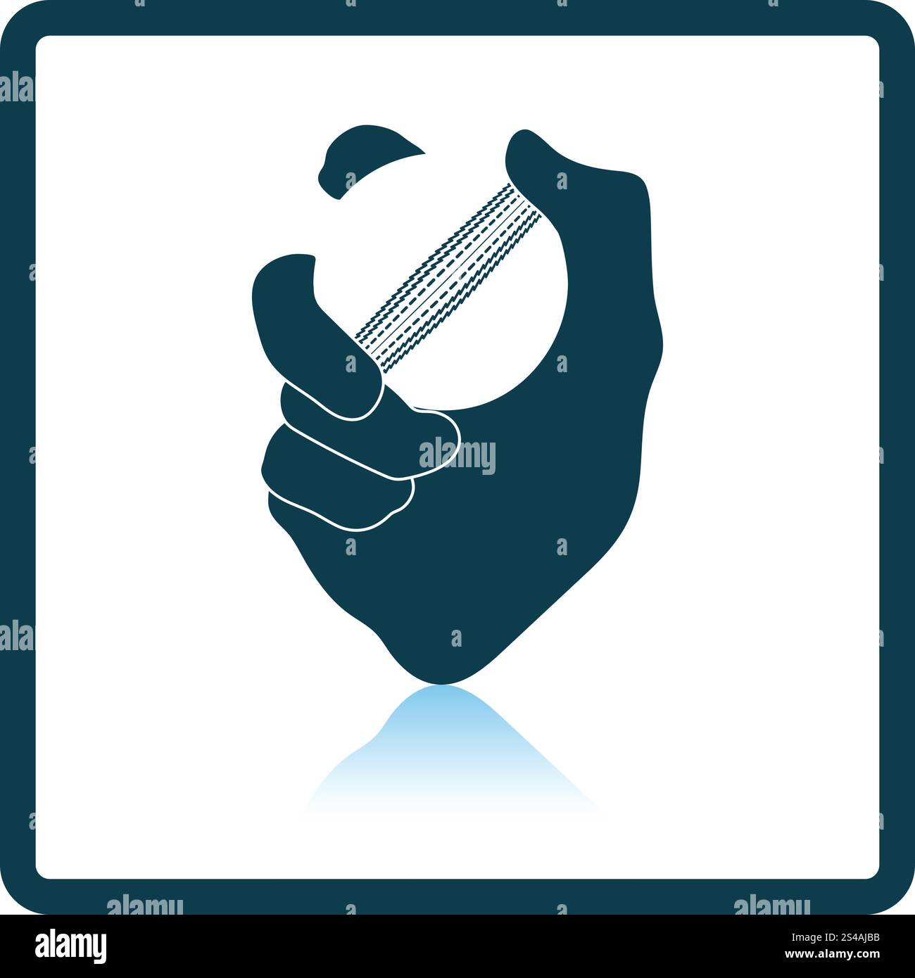 Hand holding cricket ball icon. Shadow reflection design. Vector ...