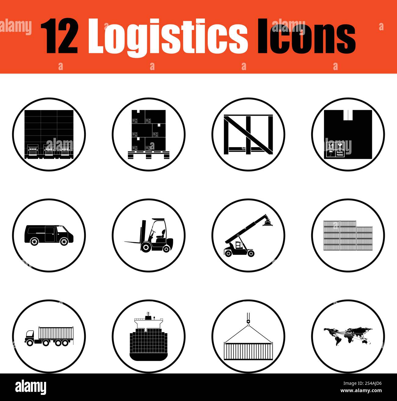 Logistics icon set. Thin circle design. Vector illustration Stock ...