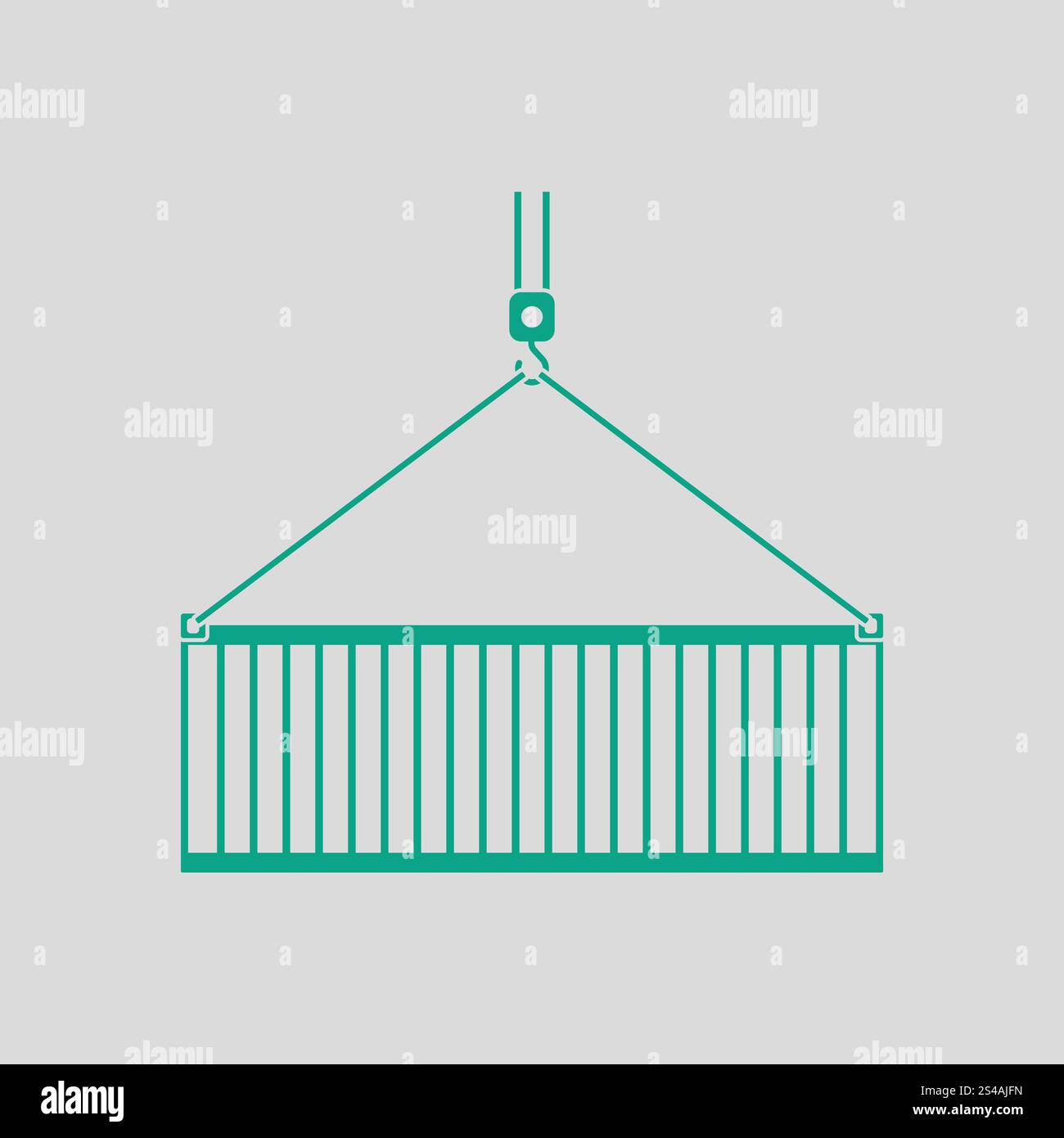 Crane hook lifting container. Gray background with green. Vector ...
