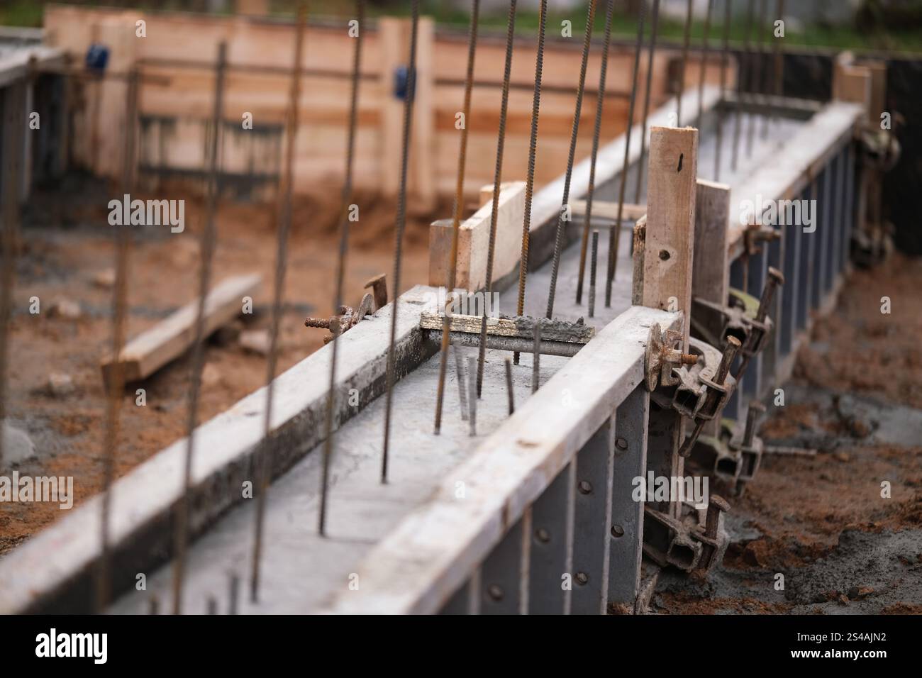 Construction of pile-grillage foundation. Monolithic foundation with ...