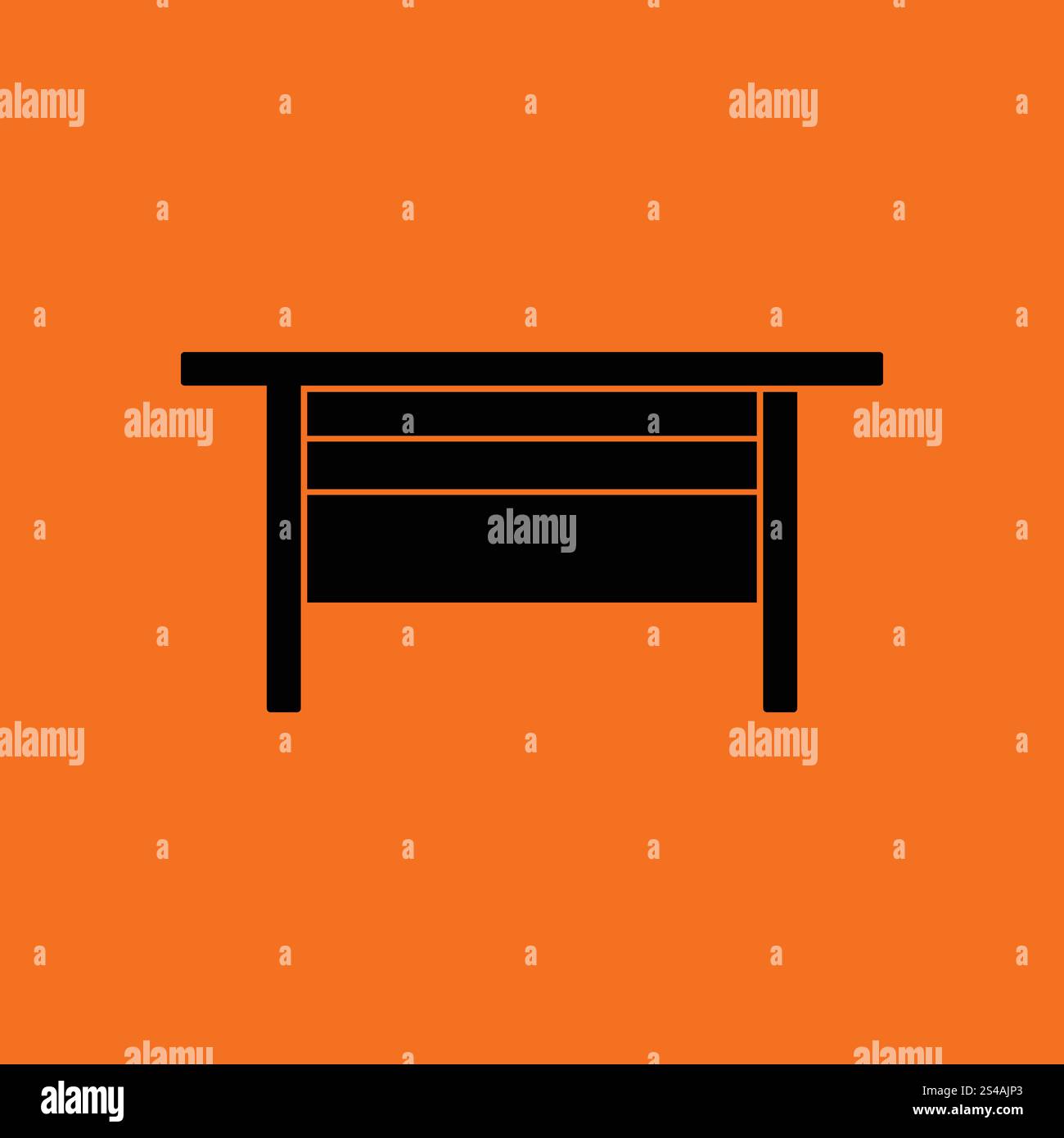 Boss office table icon. Orange background with black. Vector ...