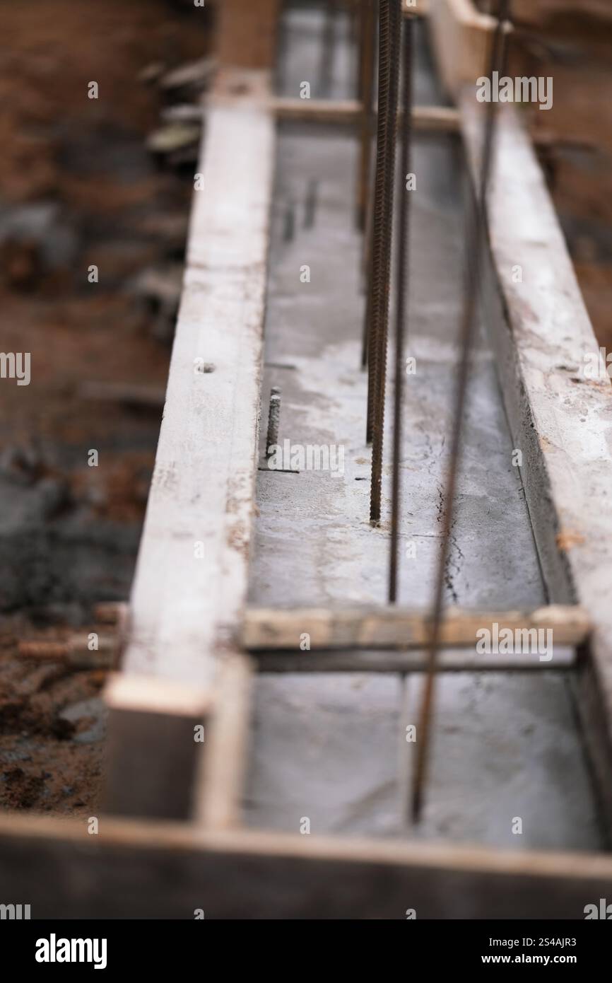 Construction of pile-grillage foundation. Monolithic foundation with ...