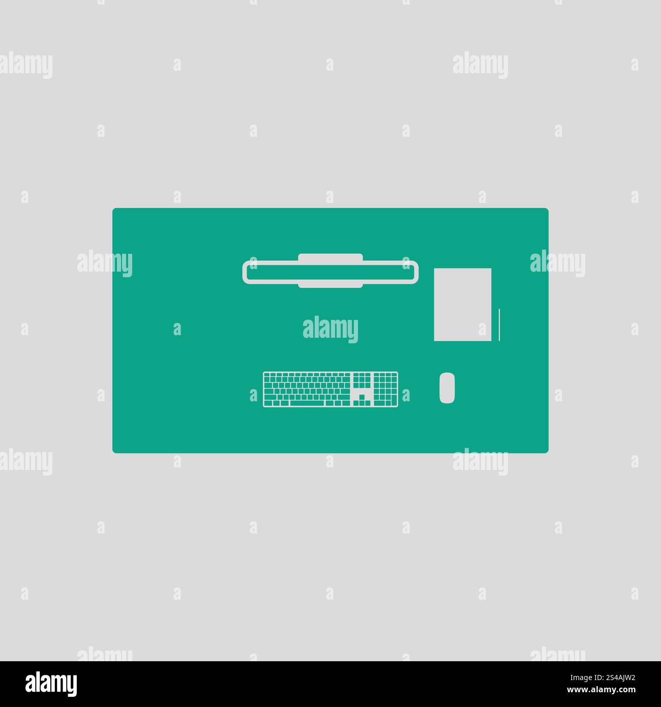 Office table top view icon. Gray background with green. Vector ...