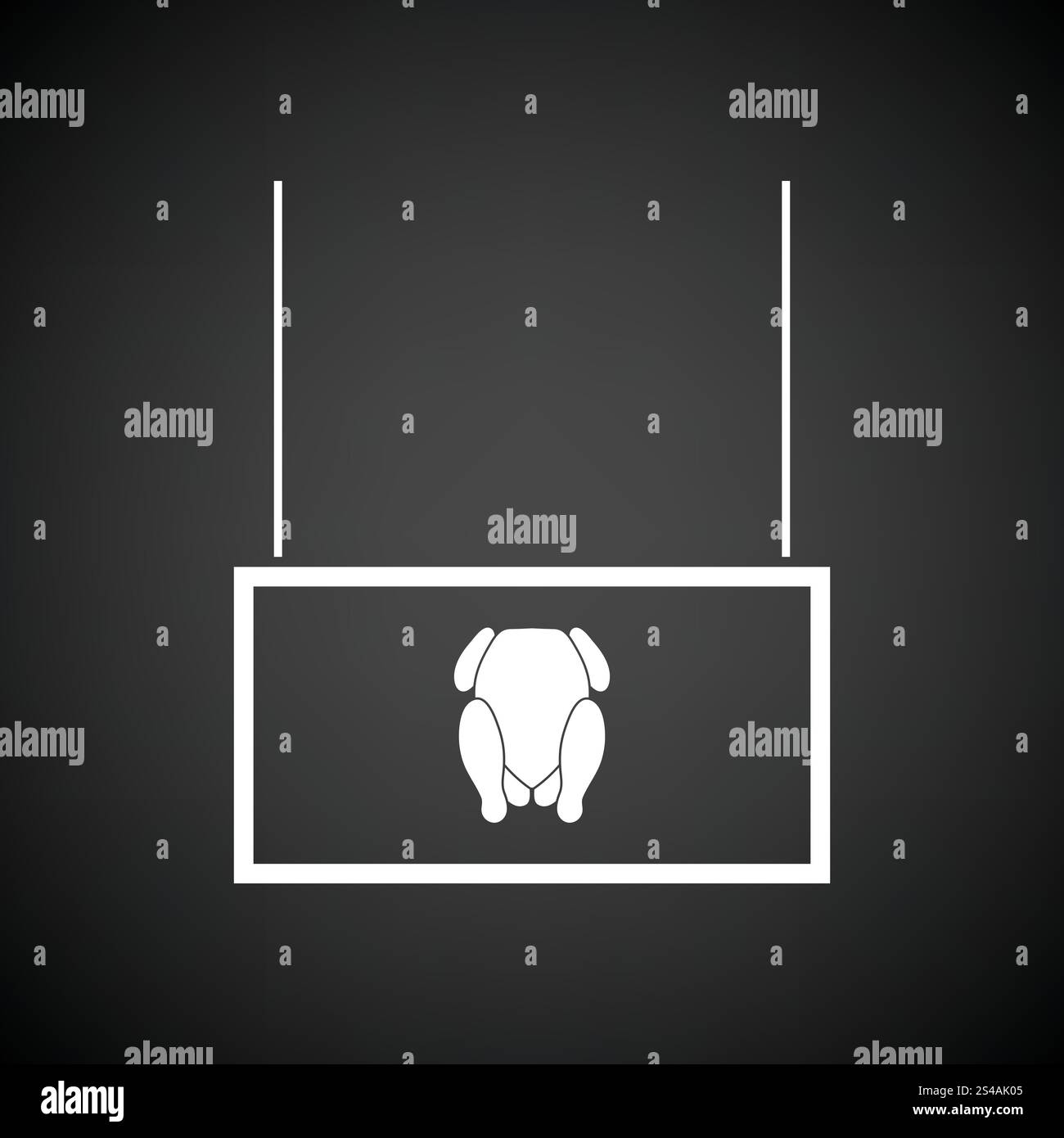 Poultry market department icon. Black background with white. Vector ...