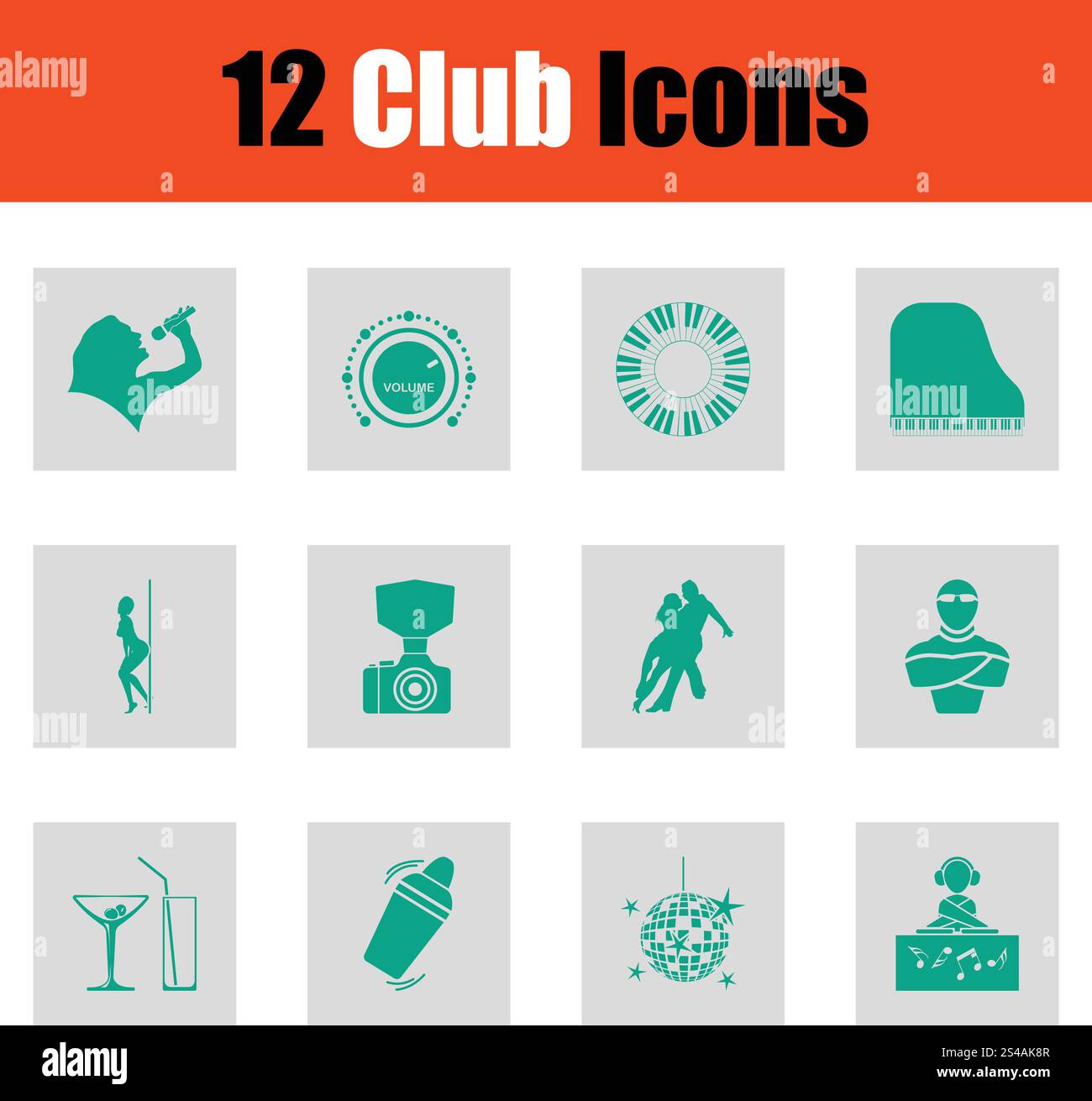 Set of club icons. Green on gray design. Vector illustration Stock ...