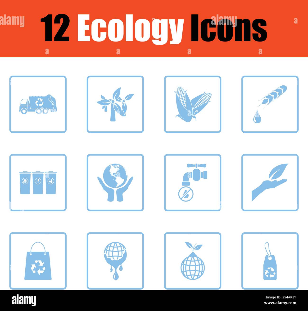 Ecology icon set. Blue frame design. Vector illustration Stock Vector ...