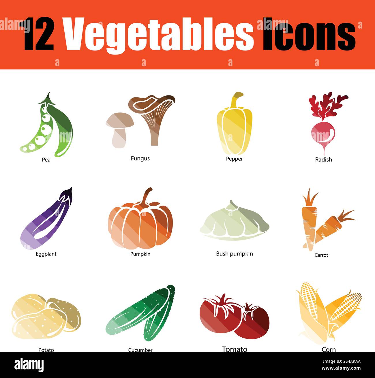 Vegetables icon set. Gradient color design. Vector illustration Stock Vector Image & Art - Alamy