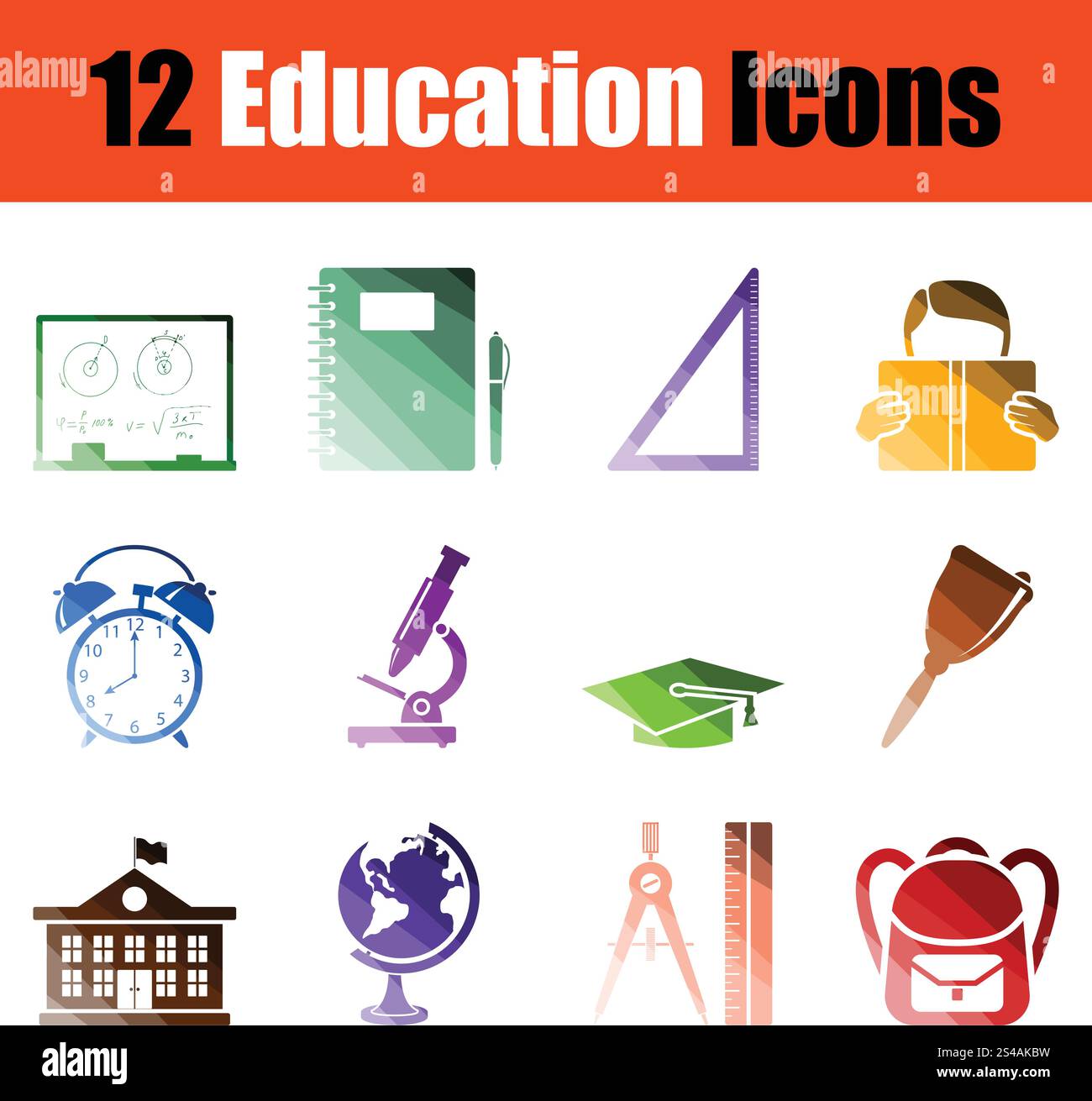Education icon set. Gradient color design. Vector illustration Stock ...