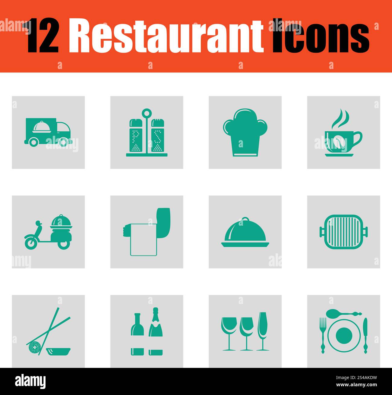 Restaurant icon set. Restaurant icon set. Green on gray design. Vector ...