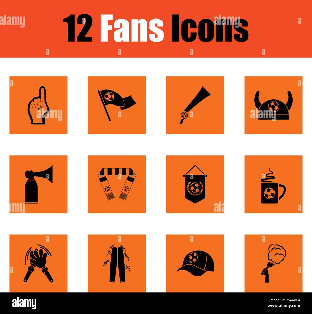 Set of soccer fans icons. Set of soccer fans icons. Orange design ...
