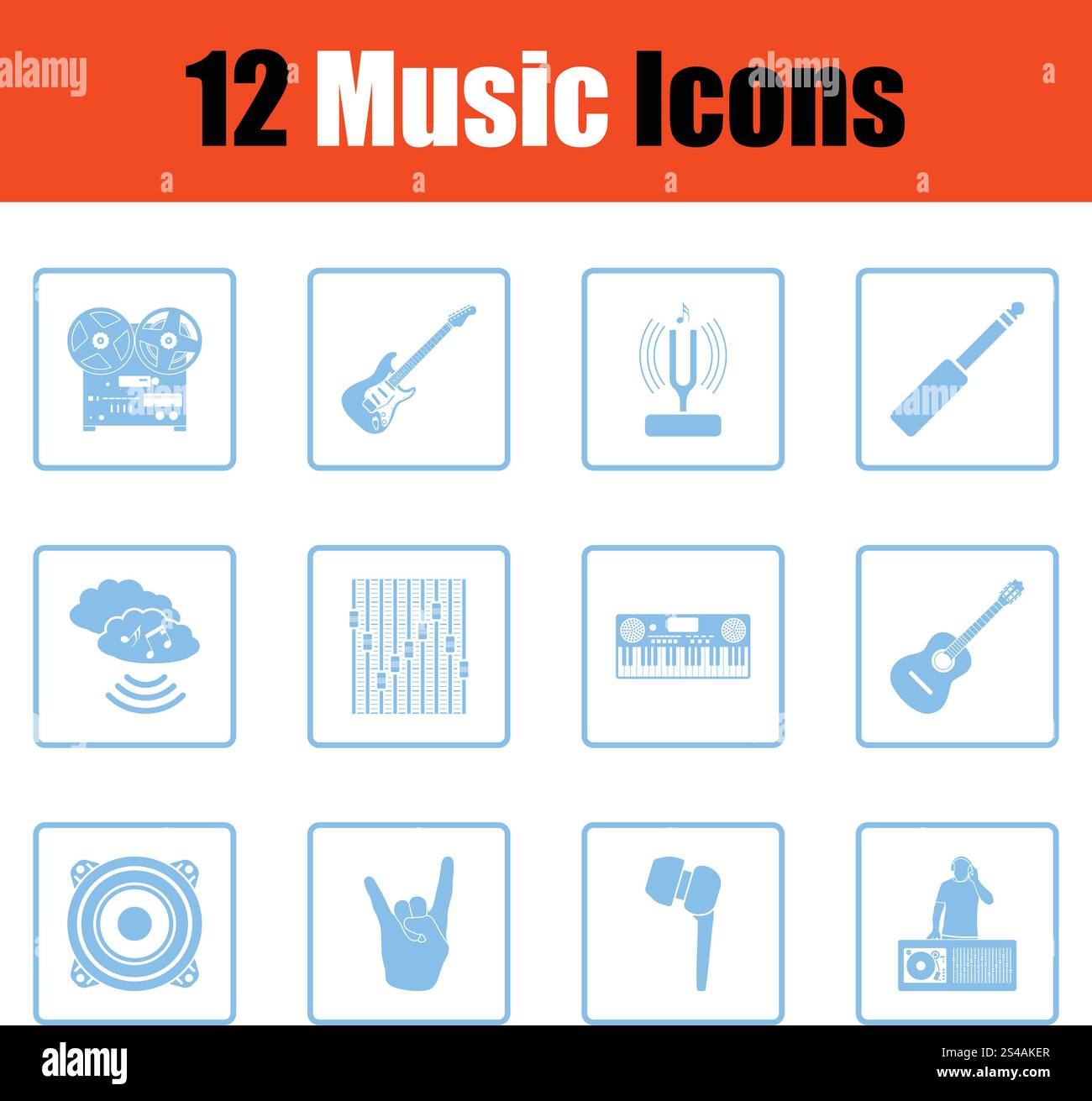 Music icon set. Music icon set. Blue frame design. Vector illustration ...