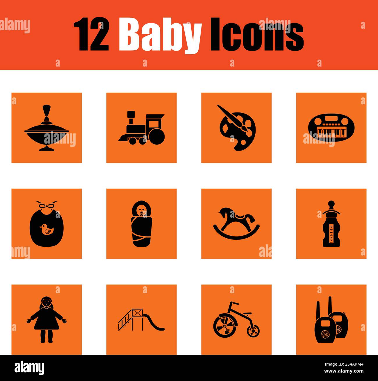 Set of baby icons. Orange design. Vector illustration Stock Vector ...