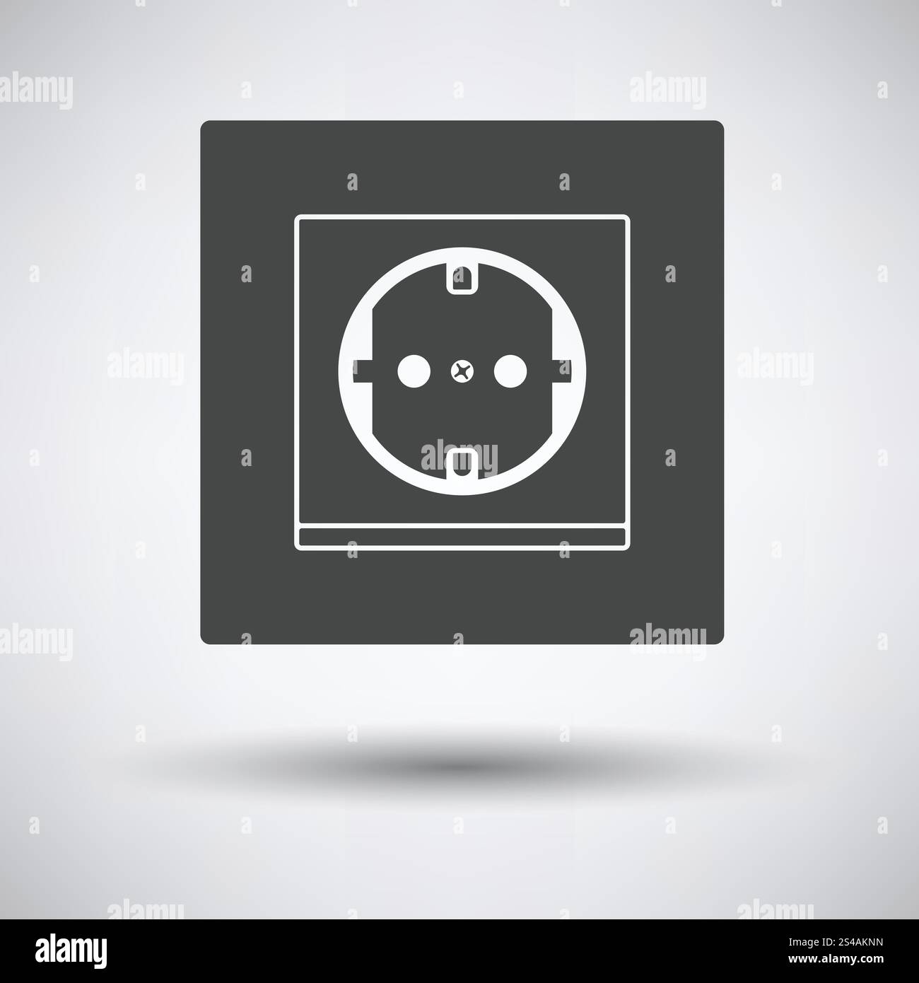 Europe electrical socket icon on gray background, round shadow. Vector ...