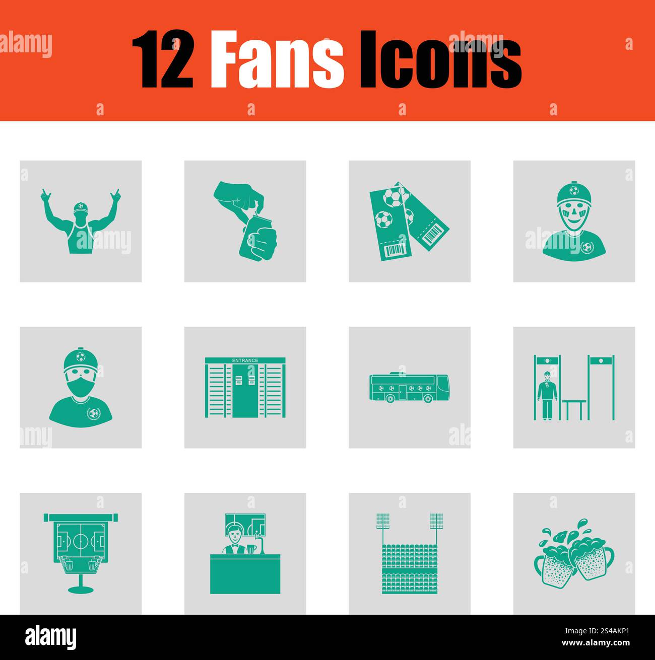 Fans icon set. Green on gray design. Vector illustration Stock Vector ...