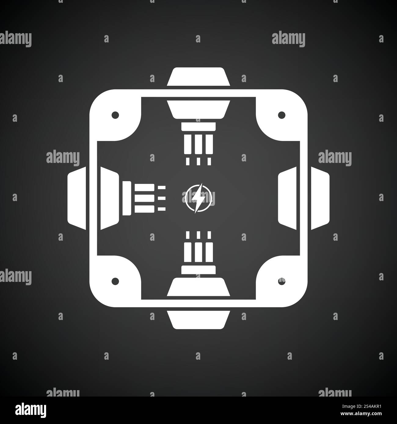 Electrical junction box icon. Black background with white. Vector ...