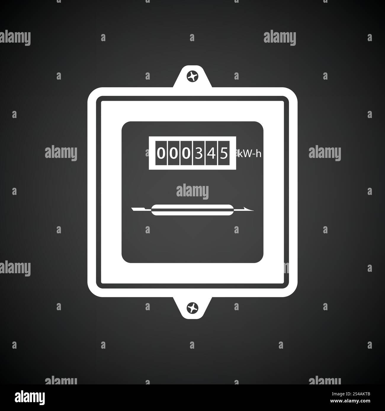 Electric meter icon. Black background with white. Vector illustration ...