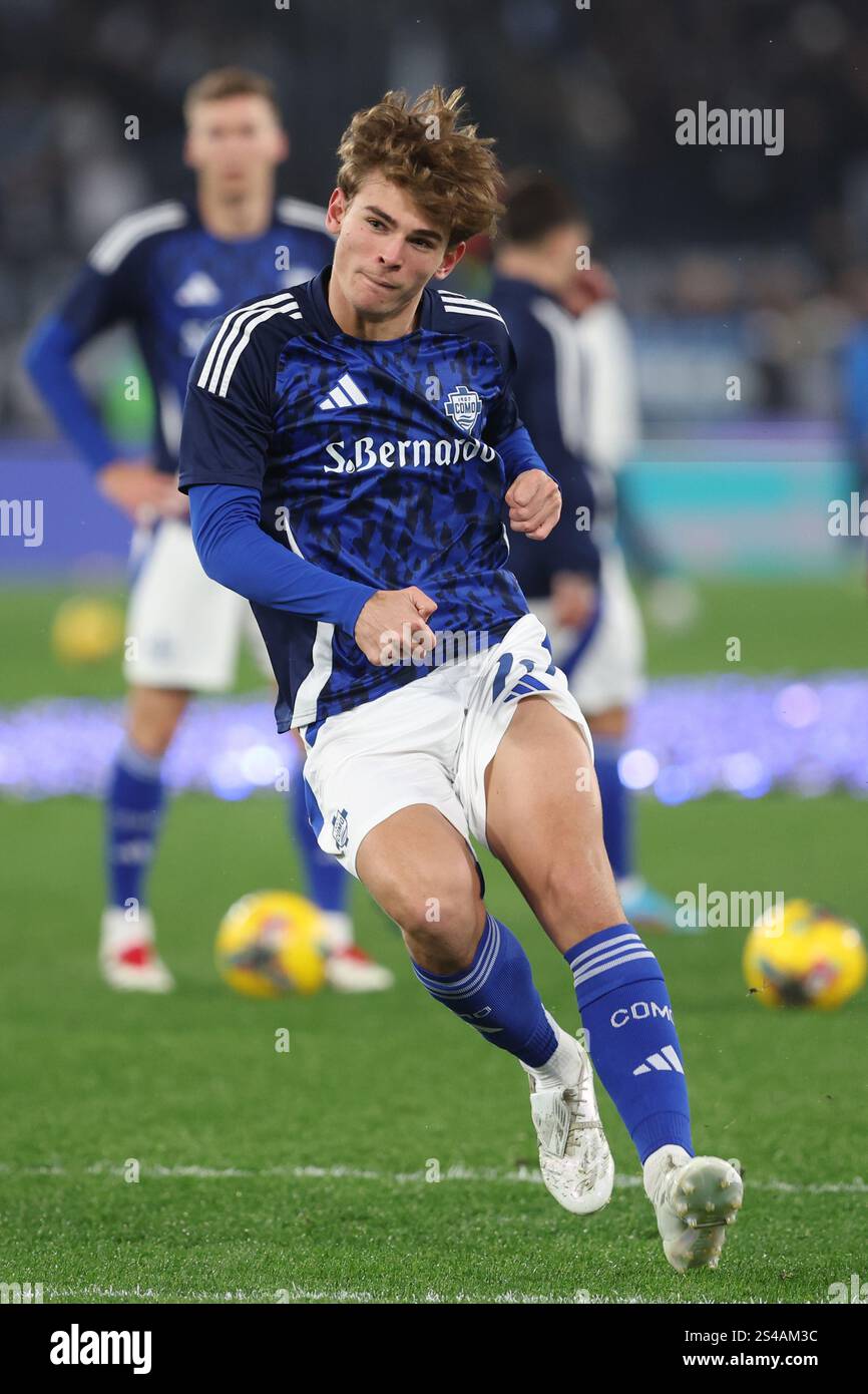 Rome, Italy. 10th Jan, 2025. Rome, Italy 10.01.2025 : Nico Paz of Como during warm-up Italian ...