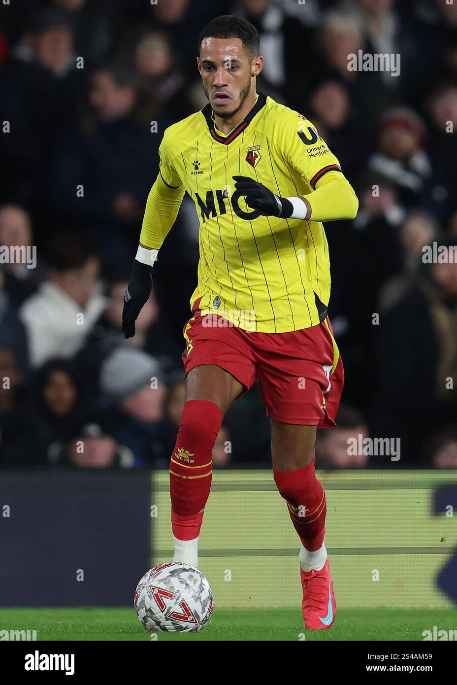 London, UK. 9th Jan, 2025. Thomas Ince of Watford during the FA Cup ...