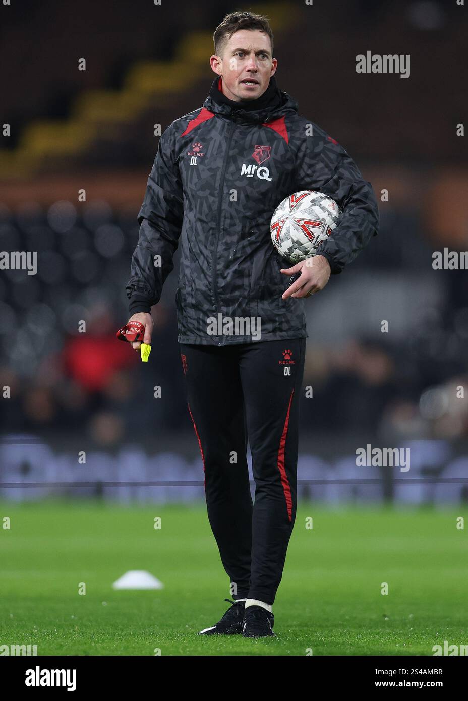London, UK. 9th Jan, 2025. Watford Assistant manager Damon Lathrope ...
