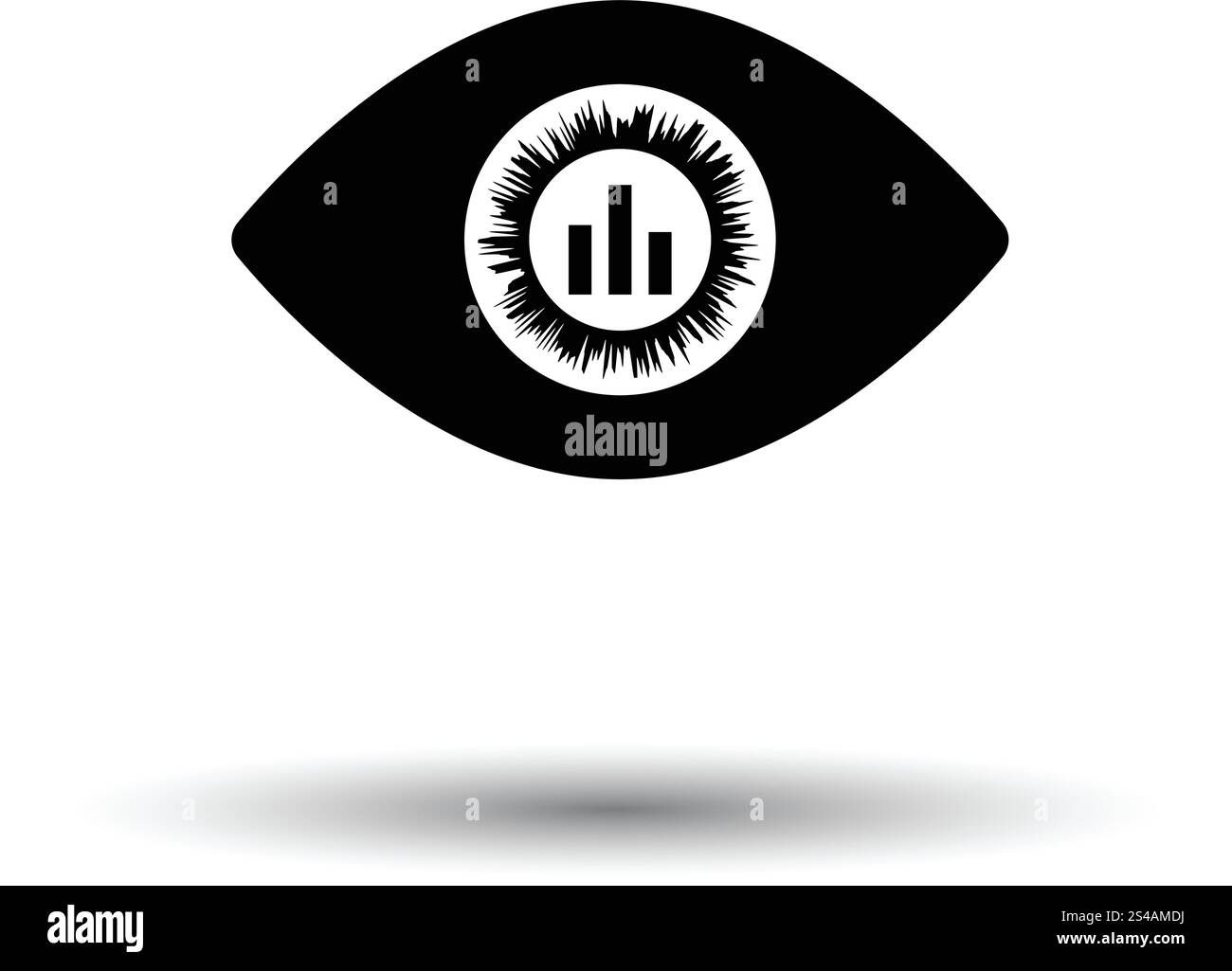 Eye with market chart inside pupil icon. White background with shadow ...