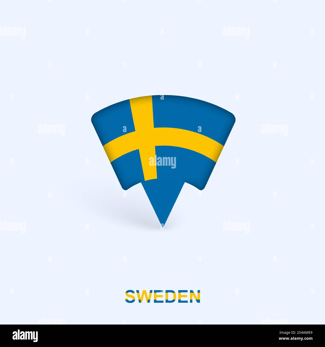 Sweden Flag Map Pointer Design with Shadow. Vector illustrator Stock ...