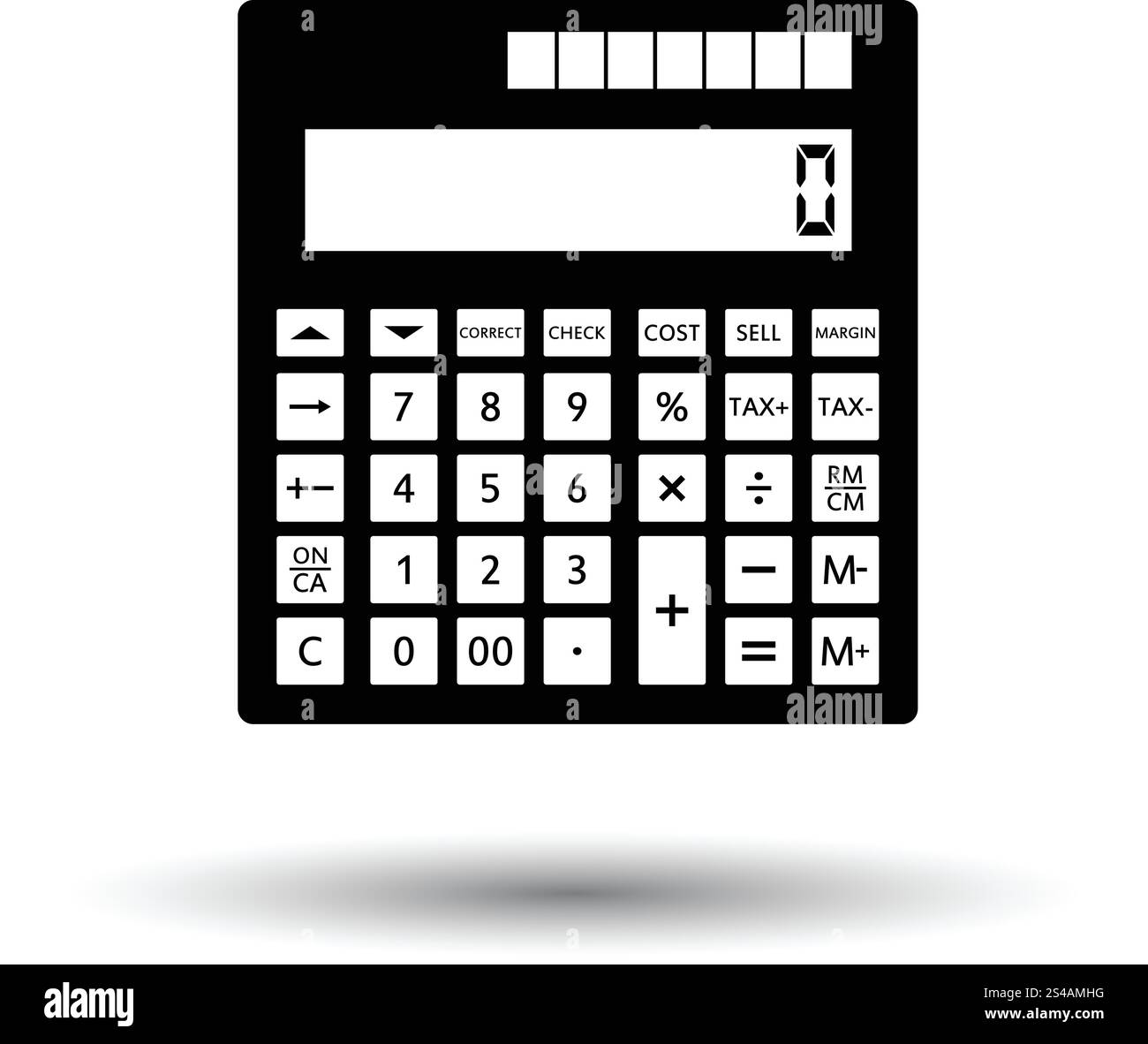 Statistical calculator icon. White background with shadow design ...