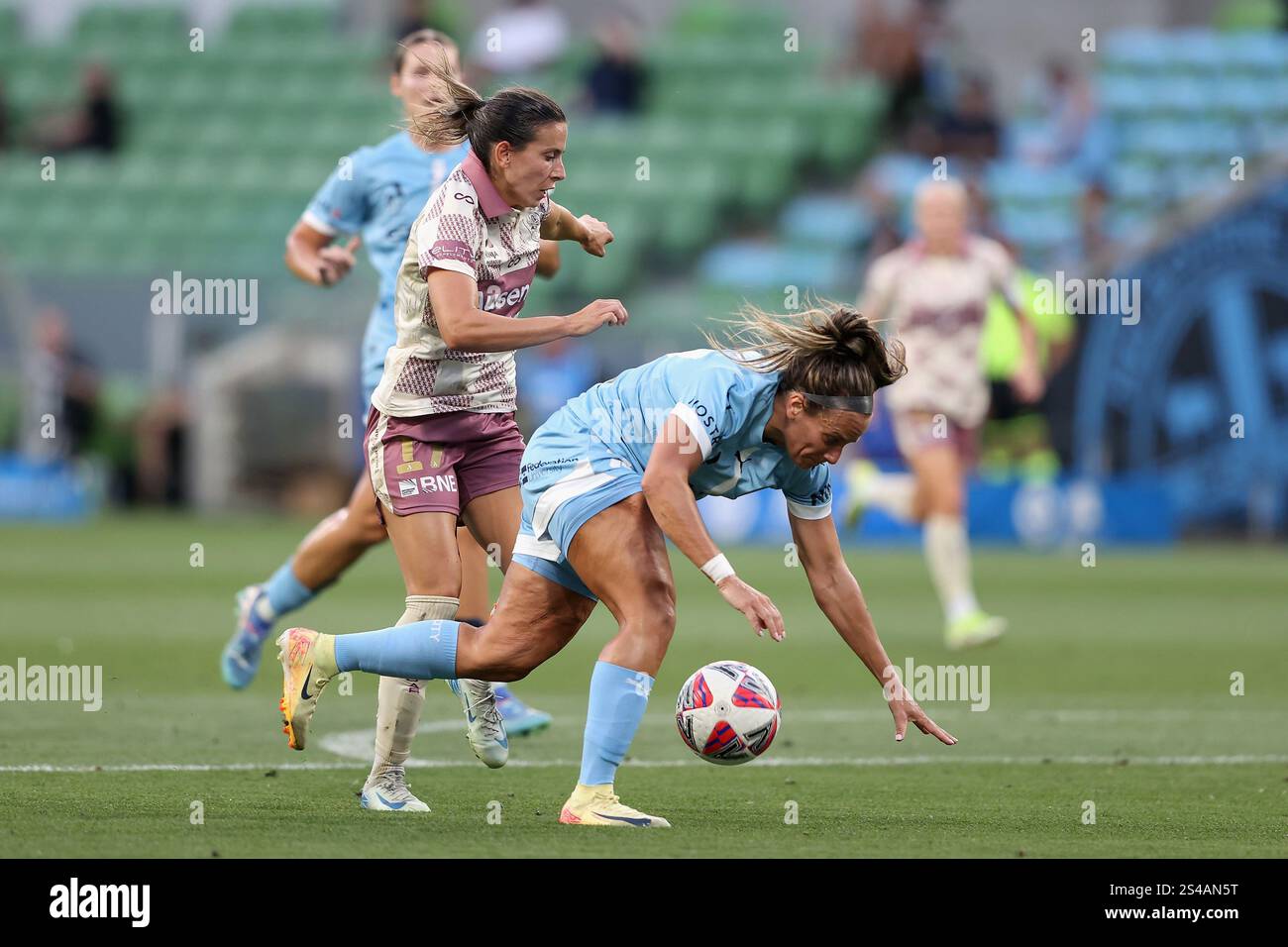 Melbourne, Australia. 11th Jan, 2025. Tyla-Jay Vlajnic of City contests ...