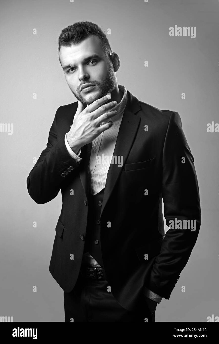 Luxury mens clothing. Man in suit. Classical costume. Mans Fashion ...