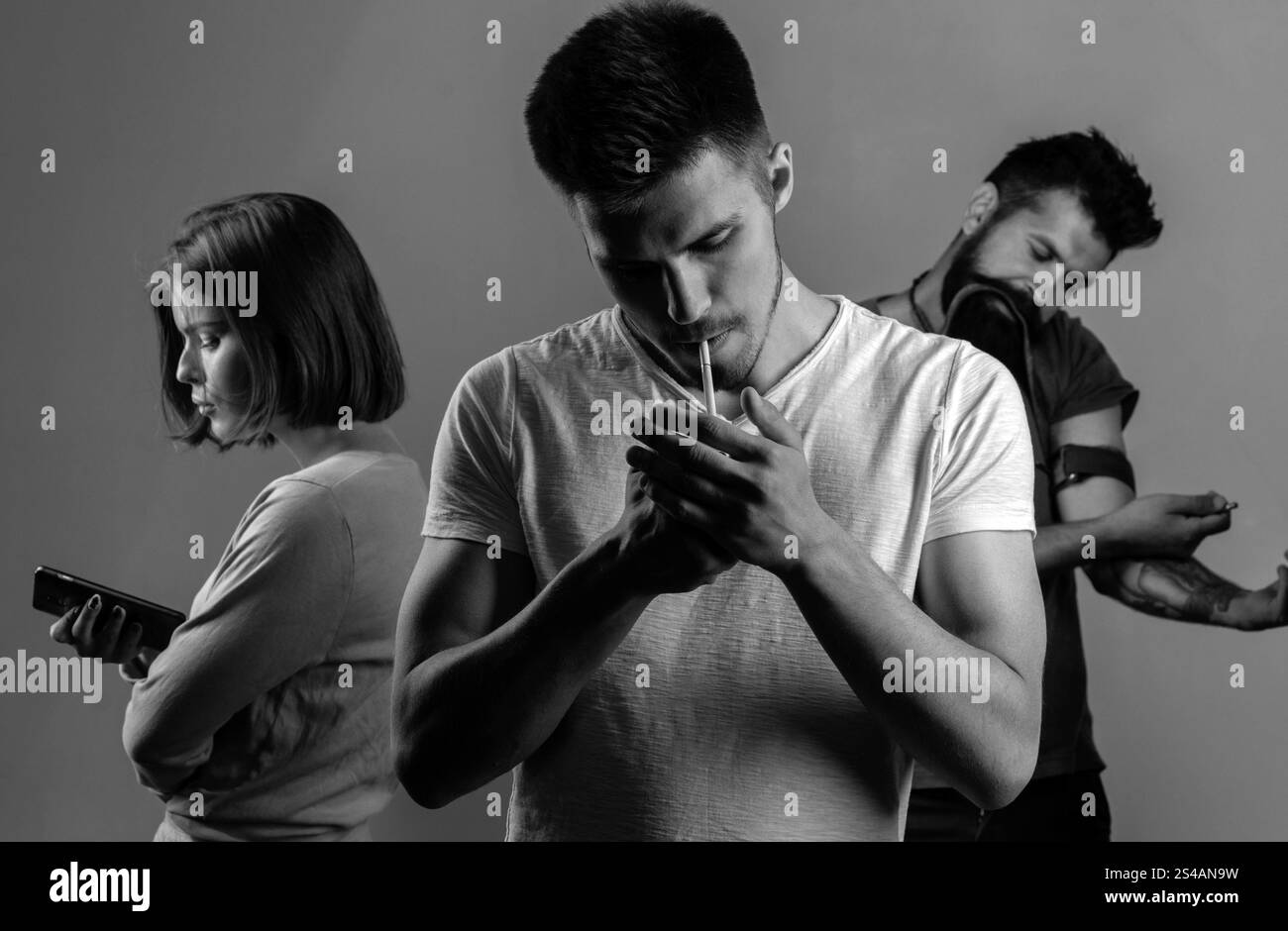 Actual social problem. Stop smoking addiction. Addictive group ...