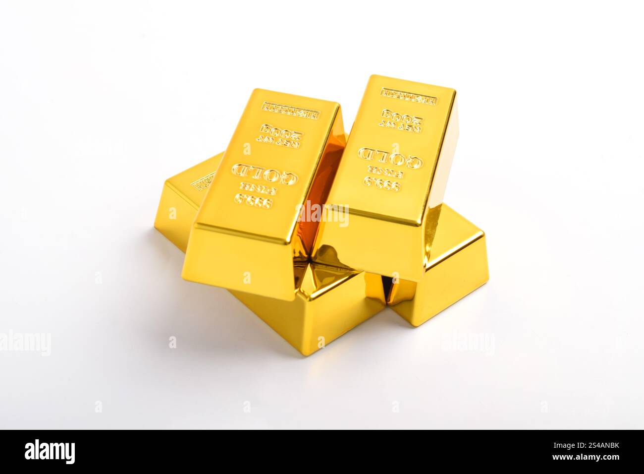 Stack of shiny gold bars isolated on white background Stock Photo - Alamy