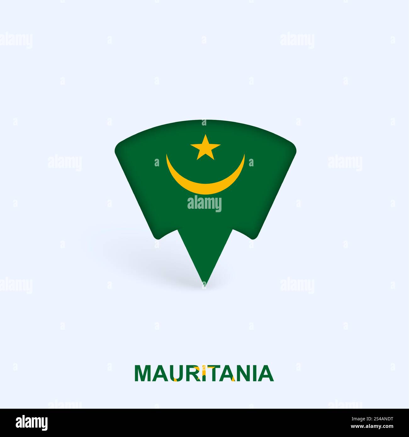 Mauritania Flag Map Pointer Design with Shadow. Vector illustrator ...
