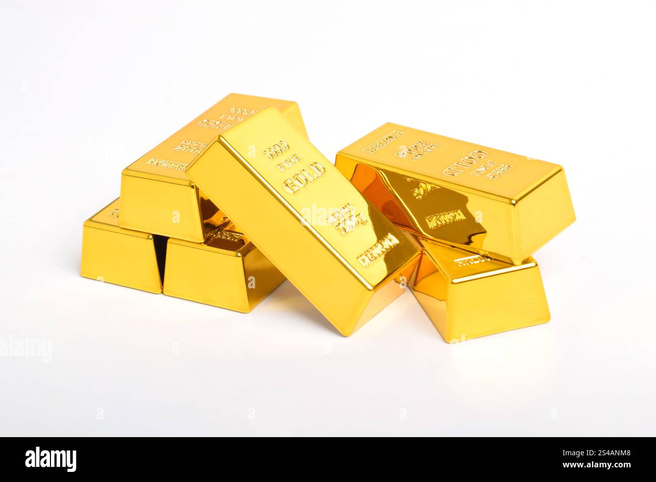 Stack of shiny gold bars isolated on white background Stock Photo - Alamy