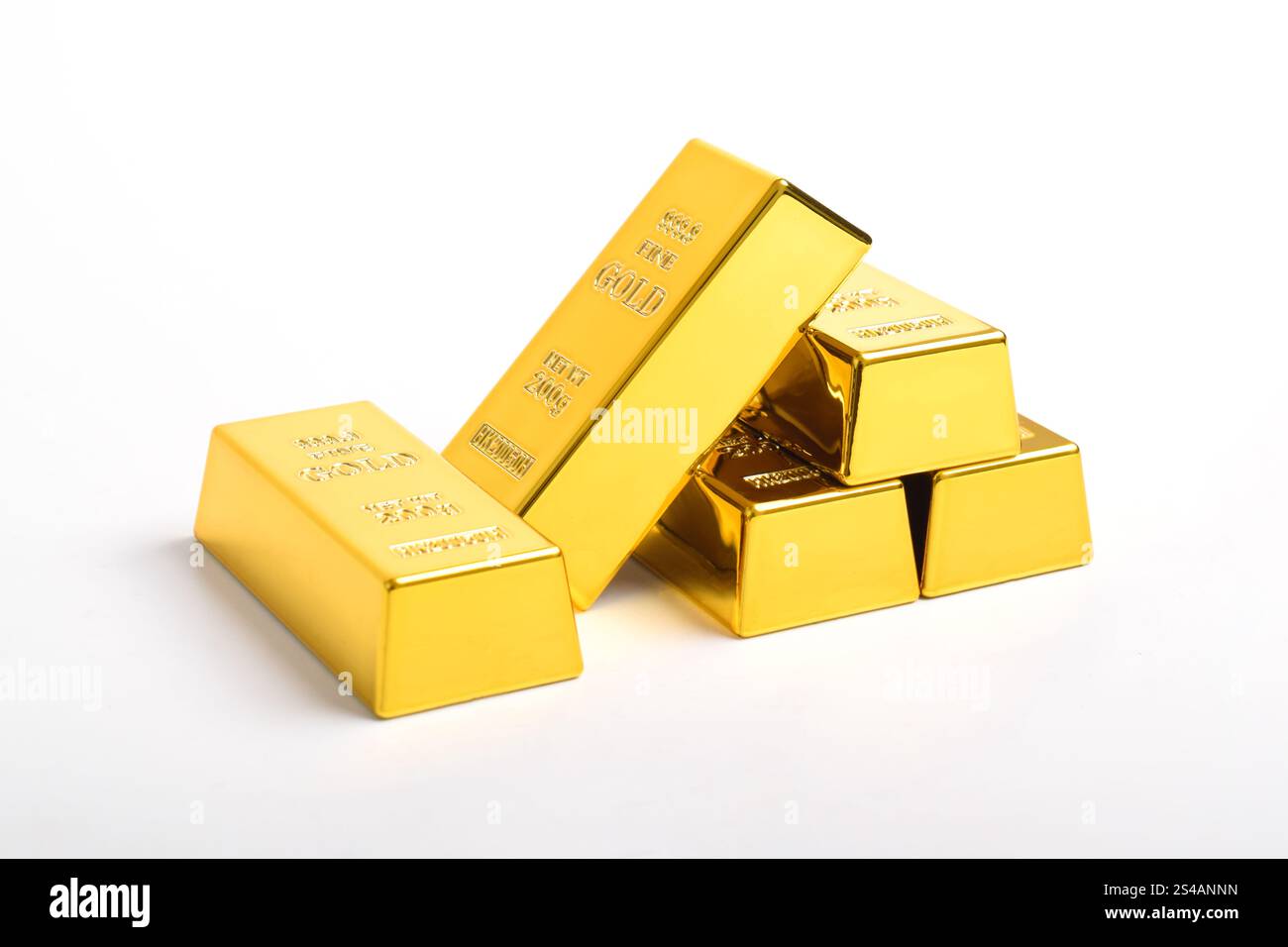 Stack of shiny gold bars isolated on white background Stock Photo - Alamy