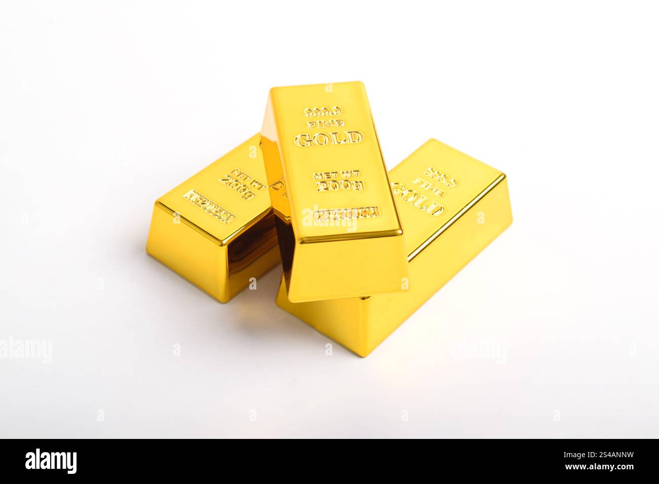 Stack of shiny gold bars isolated on white background Stock Photo - Alamy