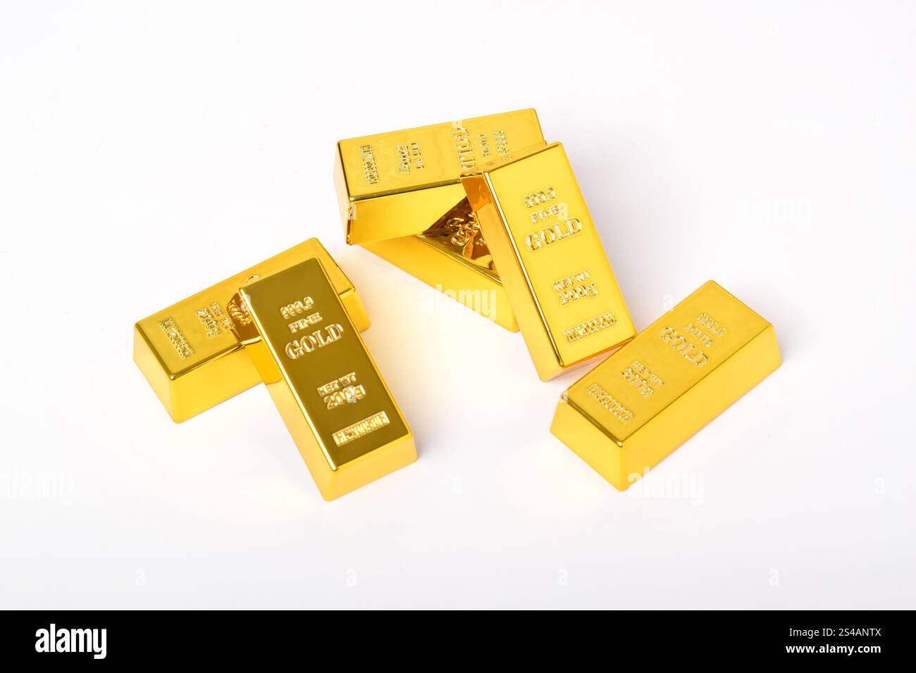Many shiny gold bars isolated on white background Stock Photo - Alamy
