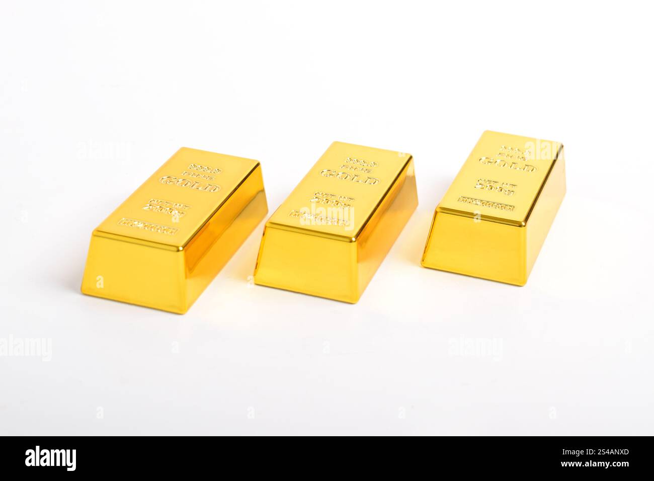 Three gold bars isolated on white background, Finance and Business ...