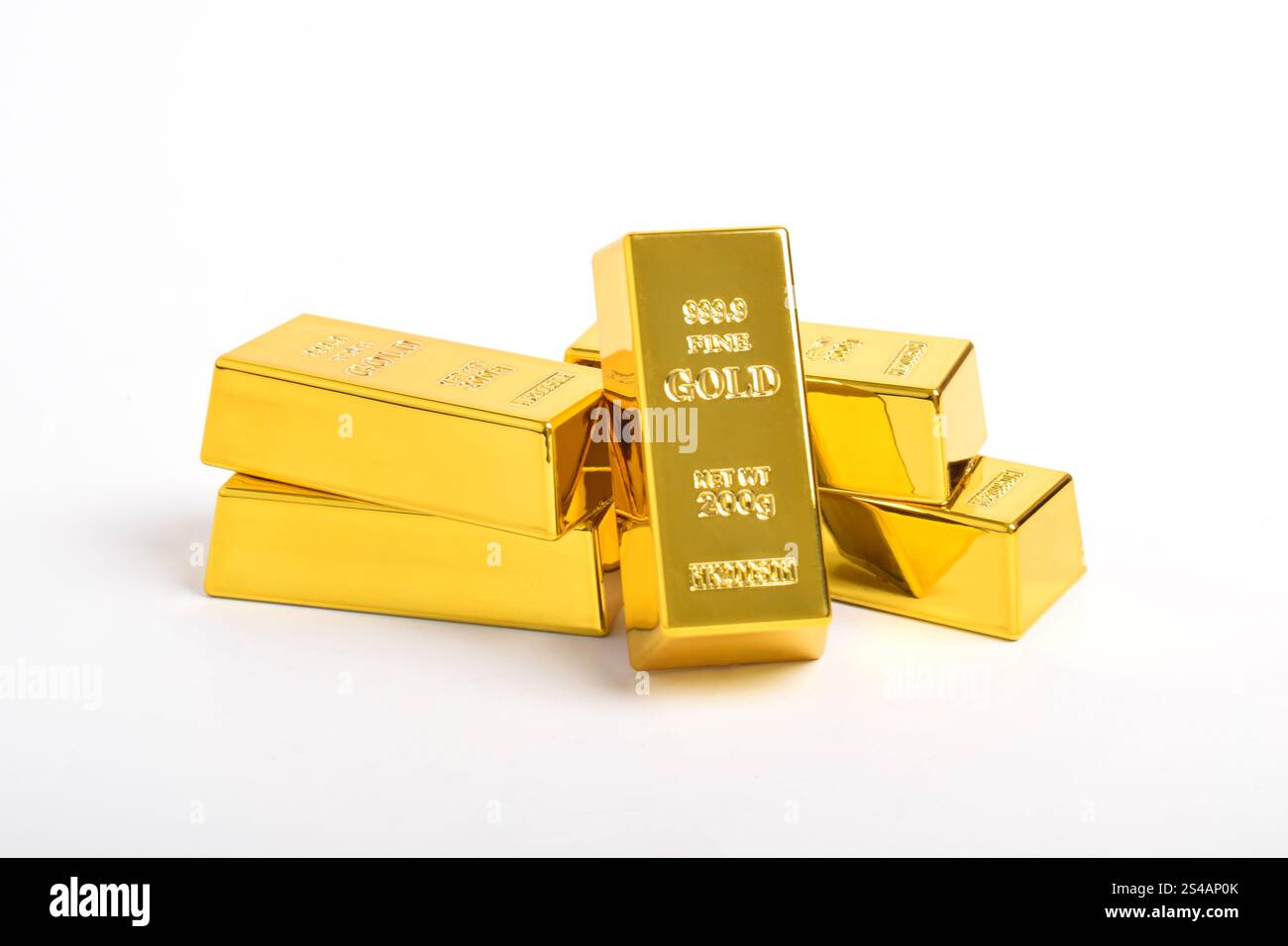 Many shiny gold bars isolated on white background Stock Photo - Alamy