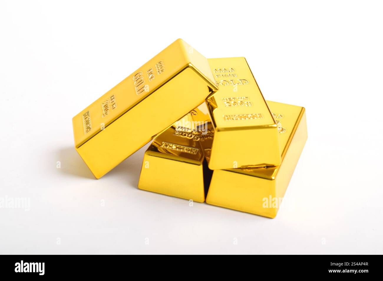Stack of shiny gold bars isolated on white background Stock Photo - Alamy
