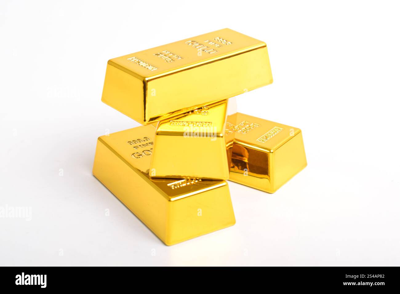 Stack of shiny gold bars isolated on white background Stock Photo - Alamy