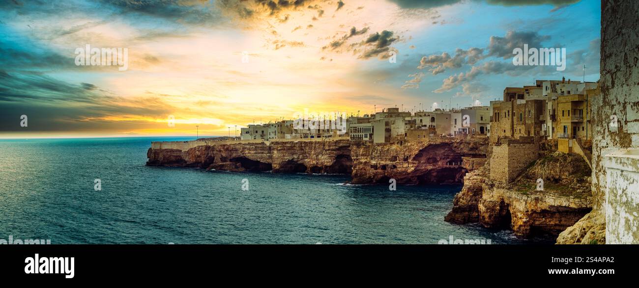 Panorama of Polignano a mare the city of Domenico Modugno Stock Photo ...